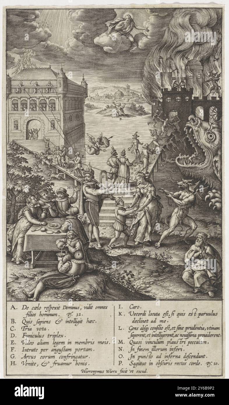 Broad and the narrow road, In the foreground a party celebrating at a ...