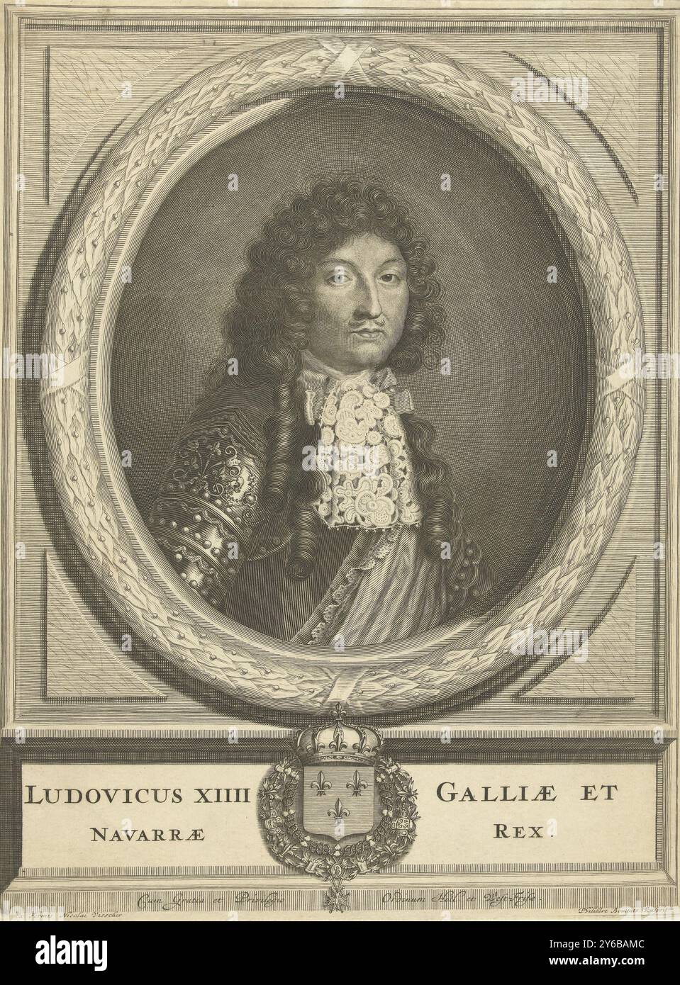 Portrait of Louis XIV, King of France, Portrait in oval frame of Louis ...
