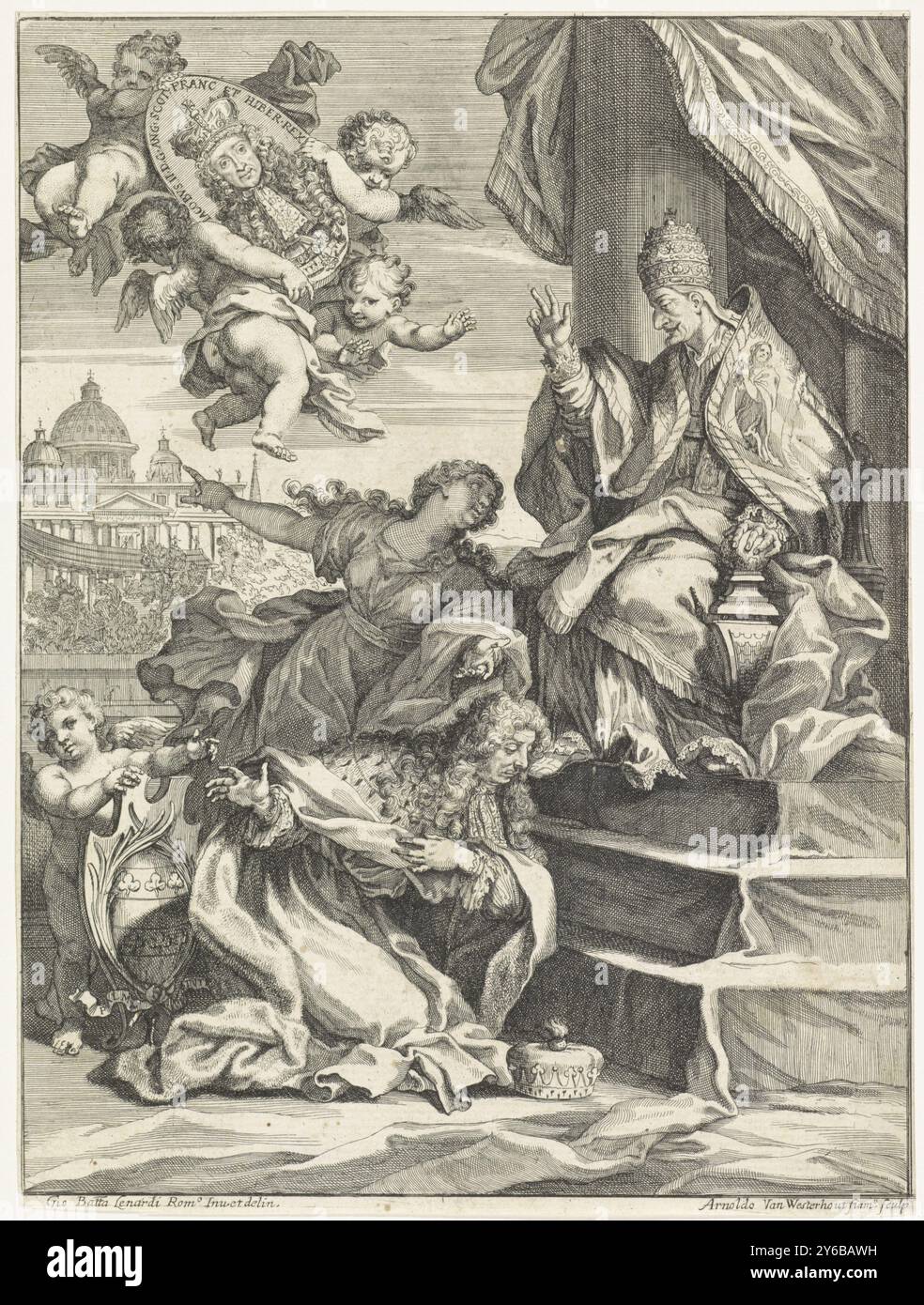 Roger Palmer, 1st Earl of Castlemaine, kneeling before Pope Innocent XI ...