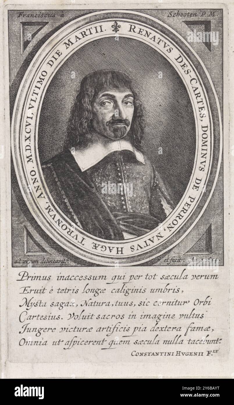 Portrait of René Descartes, Portrait of René Descartes. In the oval ...