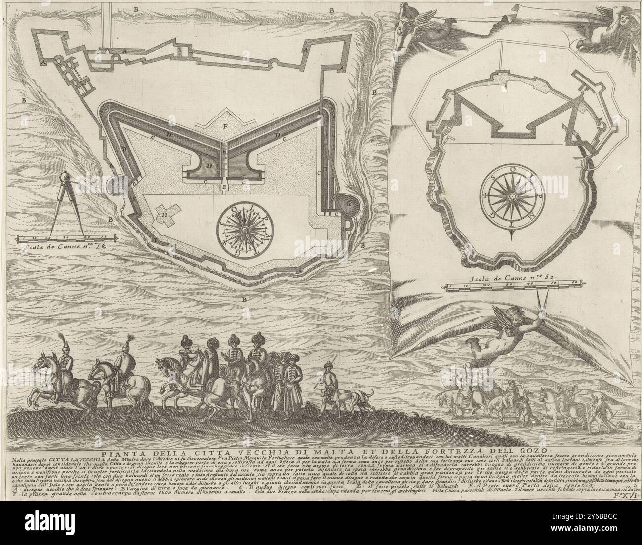 Two maps of a city on Malta and of Gozo, Pianta della citta vecchia di ...
