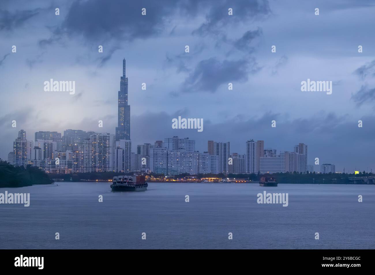 Saigon bay and city on a stormy evening Stock Photo - Alamy