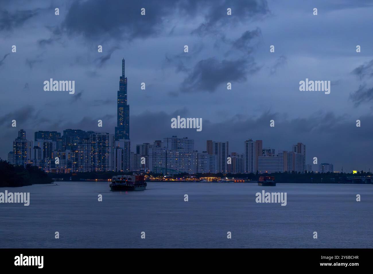 Saigon bay and city on a stormy evening Stock Photo - Alamy