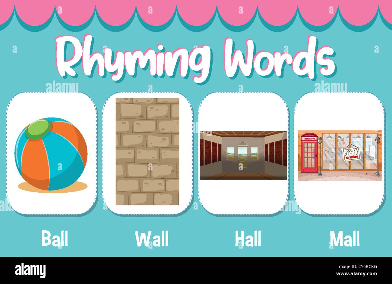 Colorful images of rhyming words for learning Stock Vector Image & Art ...