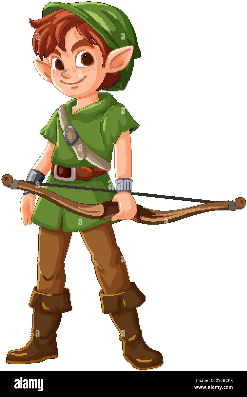 Elf archer holding a bow, ready for action Stock Vector Image & Art - Alamy