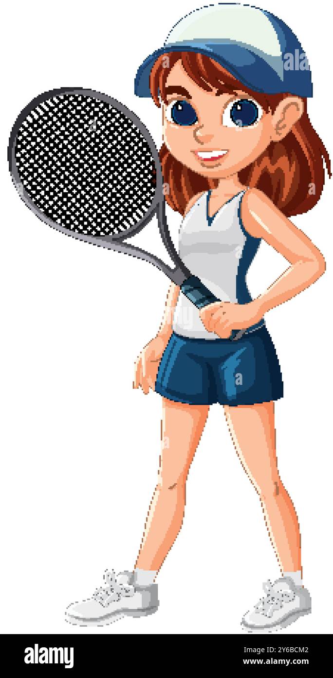 Girl holding tennis racket, ready to play Stock Vector Image & Art - Alamy