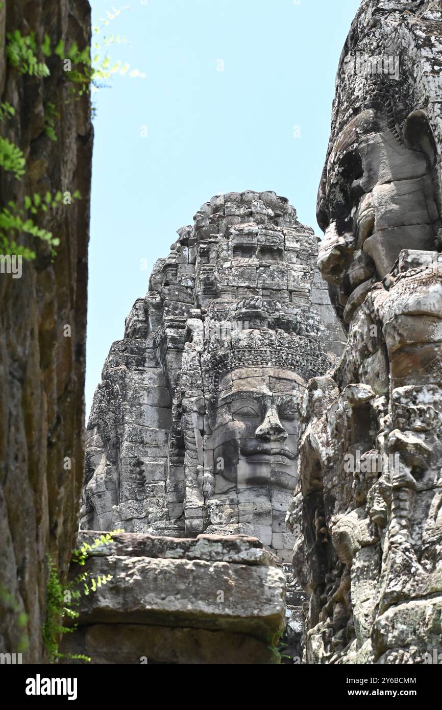 Carved head in the Angkor Wat Temple Complex Stock Photo - Alamy