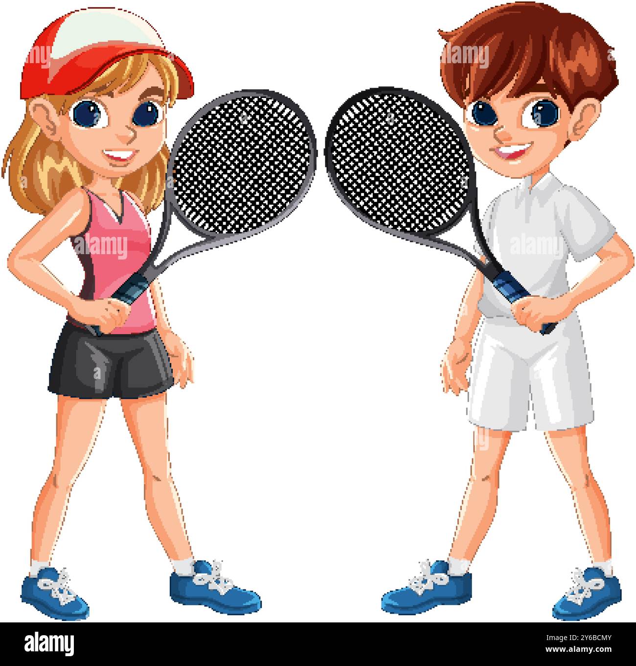 Two smiling friends holding Stock Vector Images - Alamy