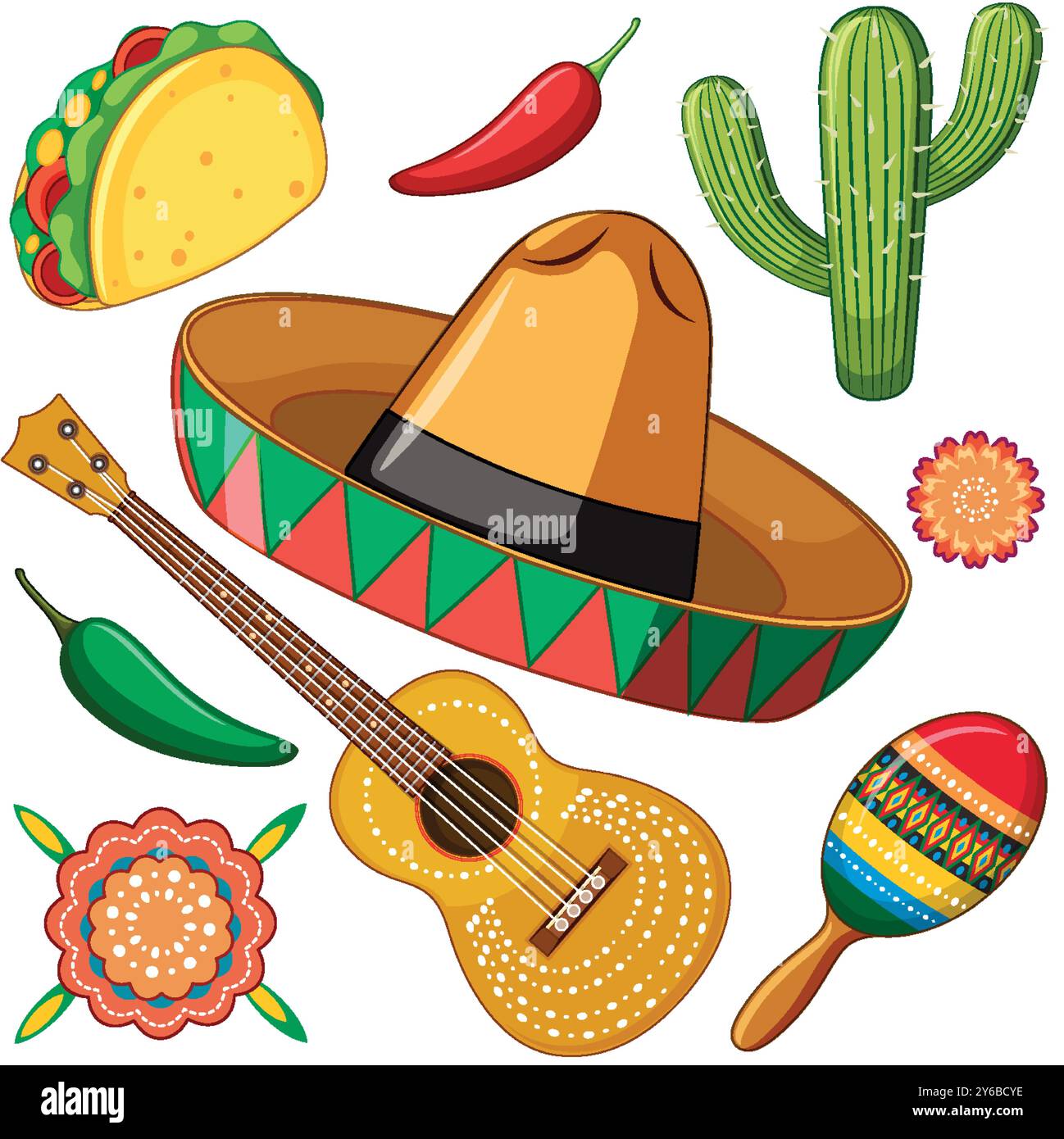 Colorful icons of Mexican culture and traditions Stock Vector Image ...