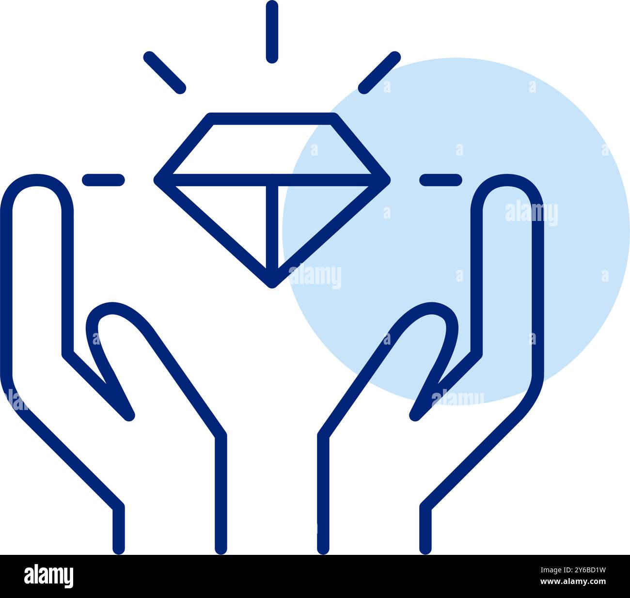 Shining diamond between two hands. Luxury living, goods care and ...