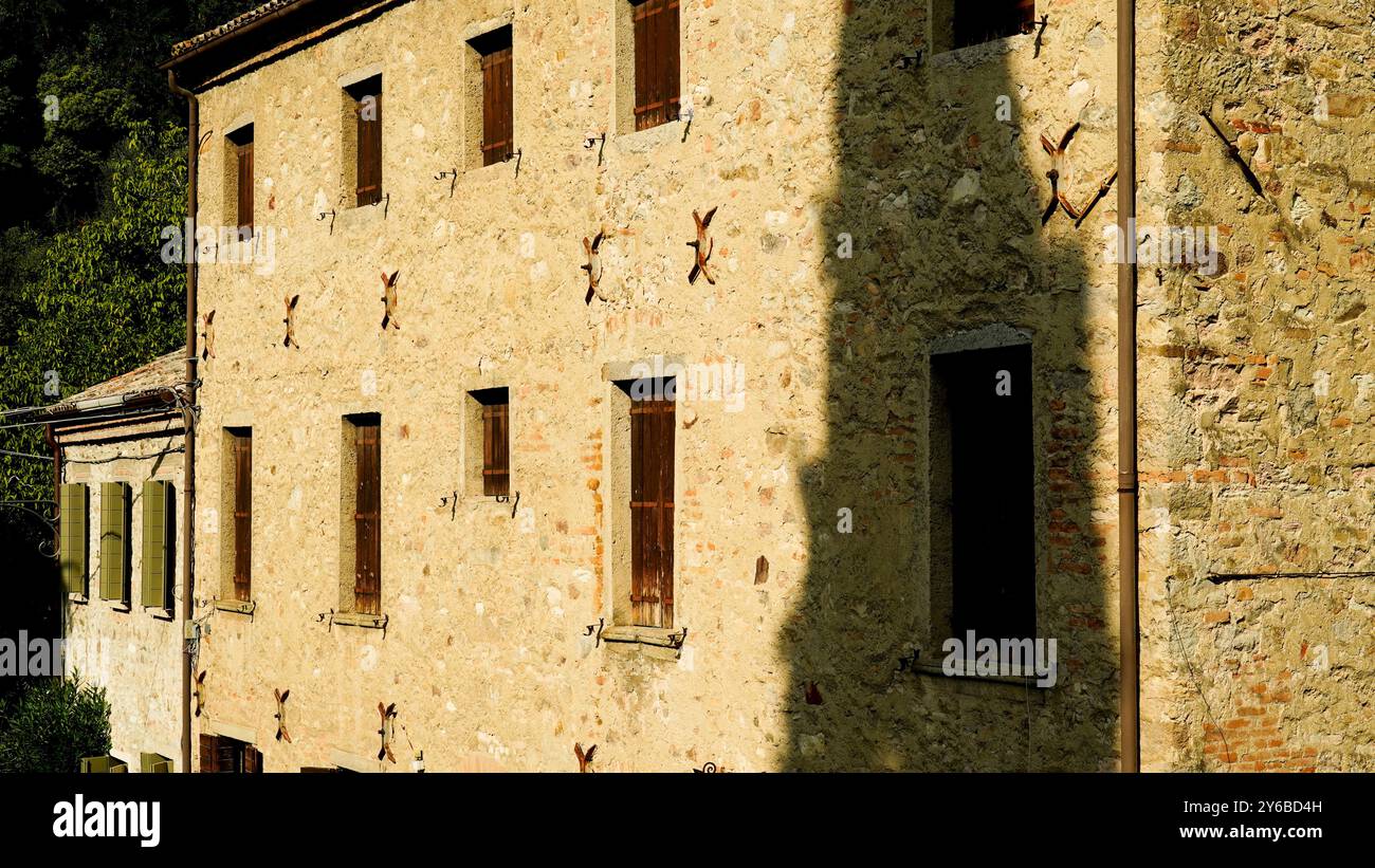 The medieval village of Arquà Petrarca, Petrarca's home town. Euganean ...