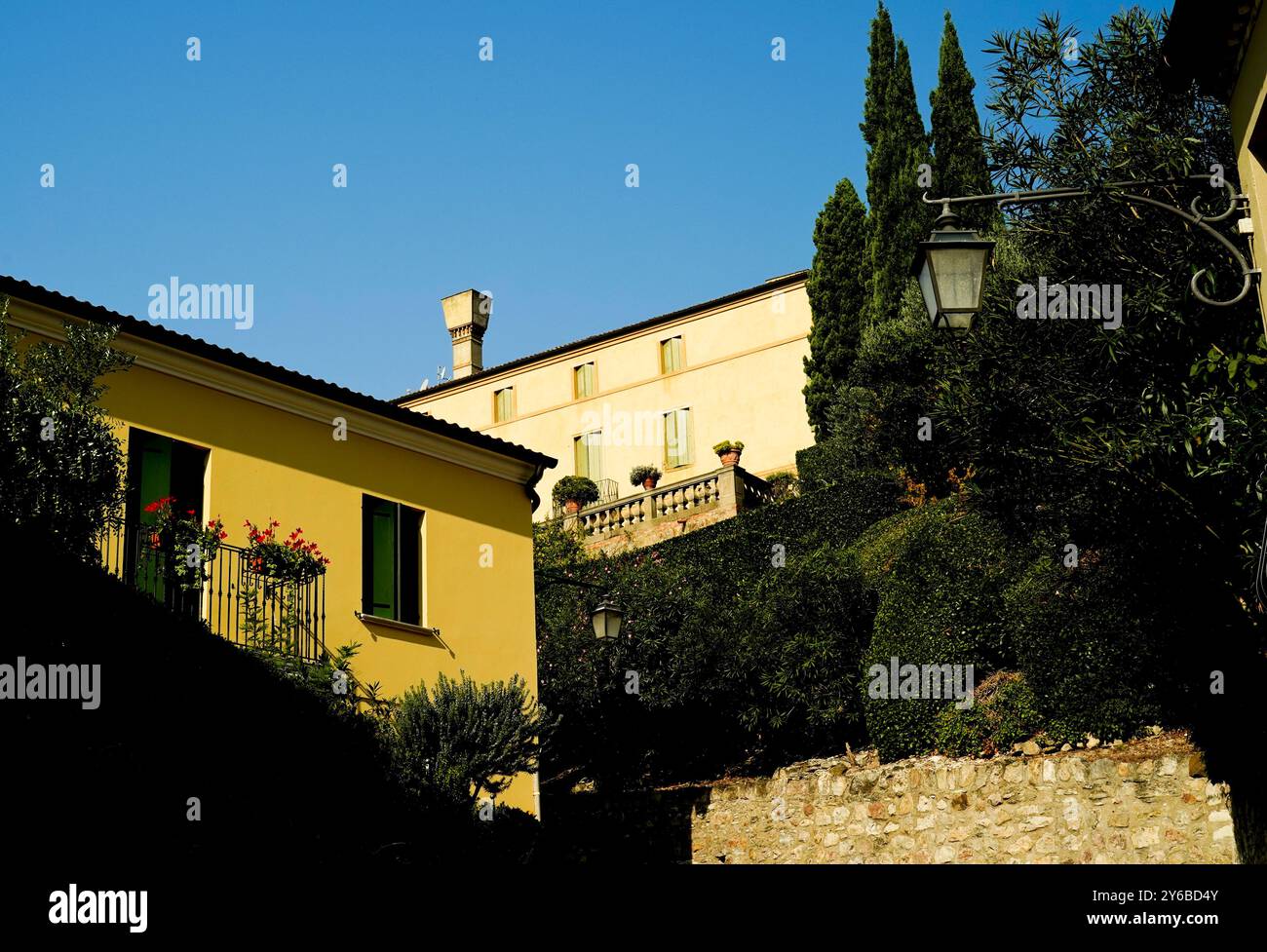 The medieval village of Arquà Petrarca, Petrarca's home town. Euganean ...