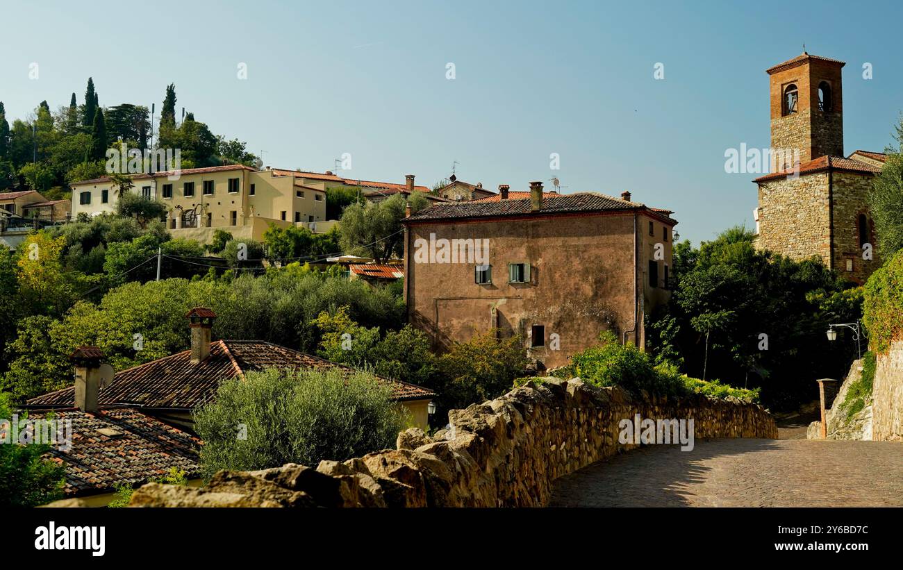 The medieval village of Arquà Petrarca, Petrarca's home town. Euganean ...