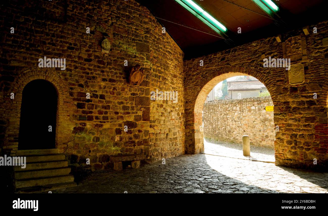 The medieval village of Arquà Petrarca, Petrarca's home town. Euganean ...
