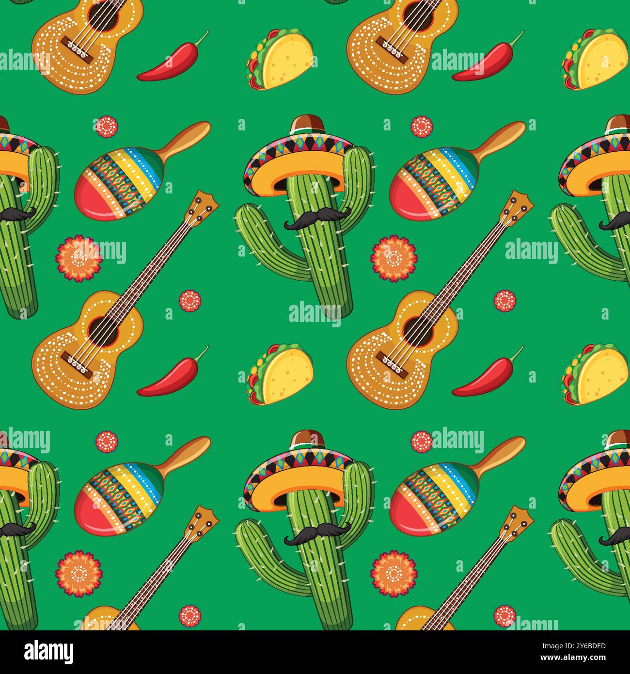 Colorful Mexican-themed vector illustration pattern Stock Vector Image ...