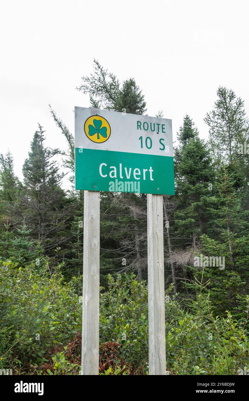 Route 10 S sign in Calvert, Newfoundland & Labrador, Canada Stock Photo ...