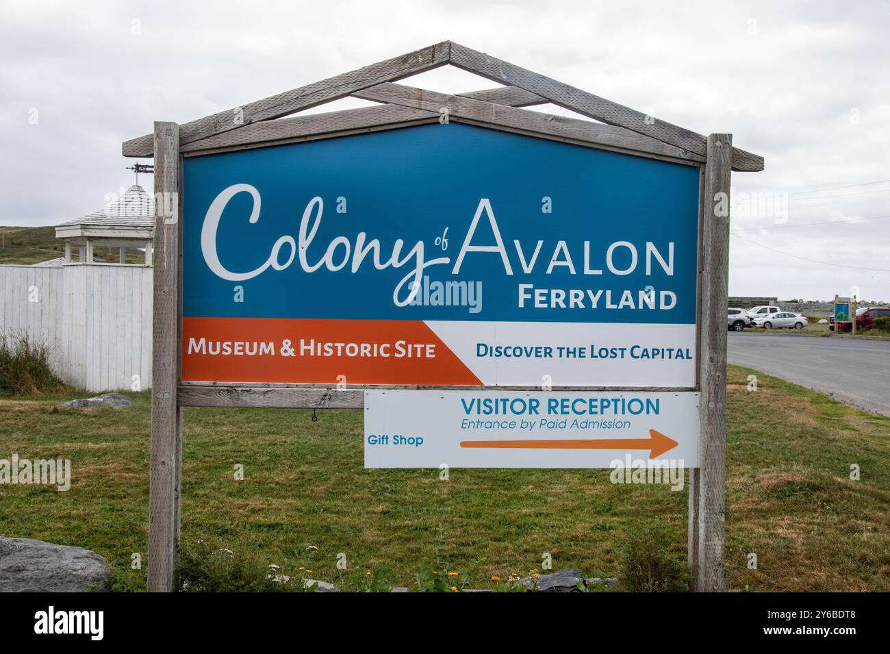 Directional sign to the Colony of Avalon museum on The Pool Road in ...