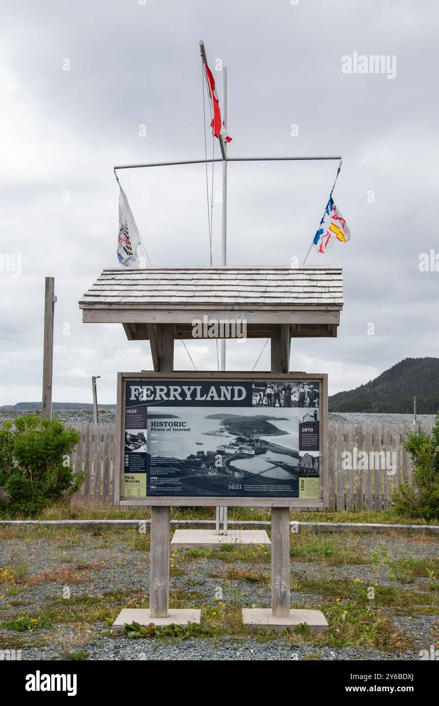 Historic points of interest sign on The Pool Road in Ferryland ...