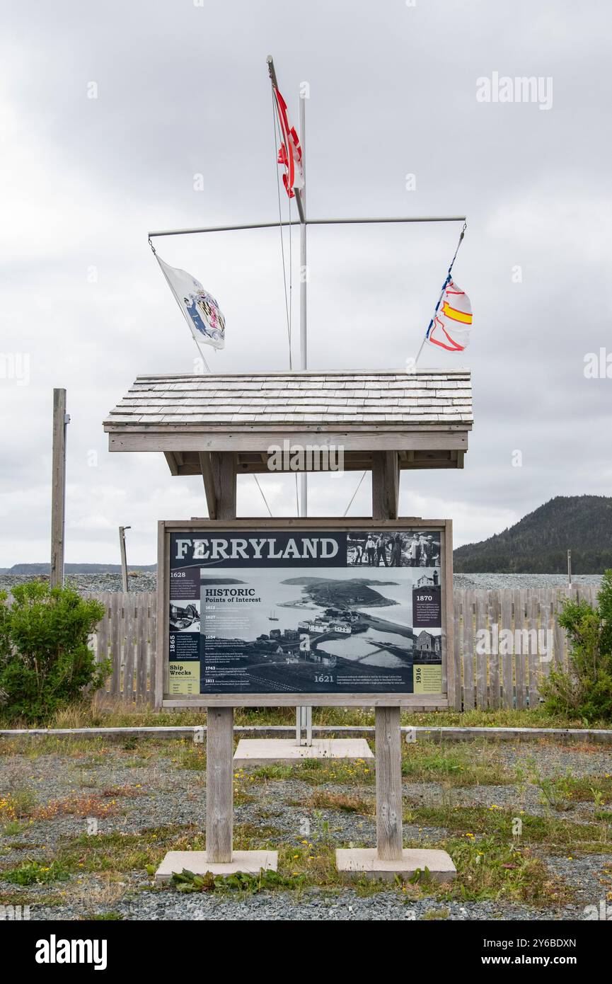 Historic points of interest sign on The Pool Road in Ferryland ...