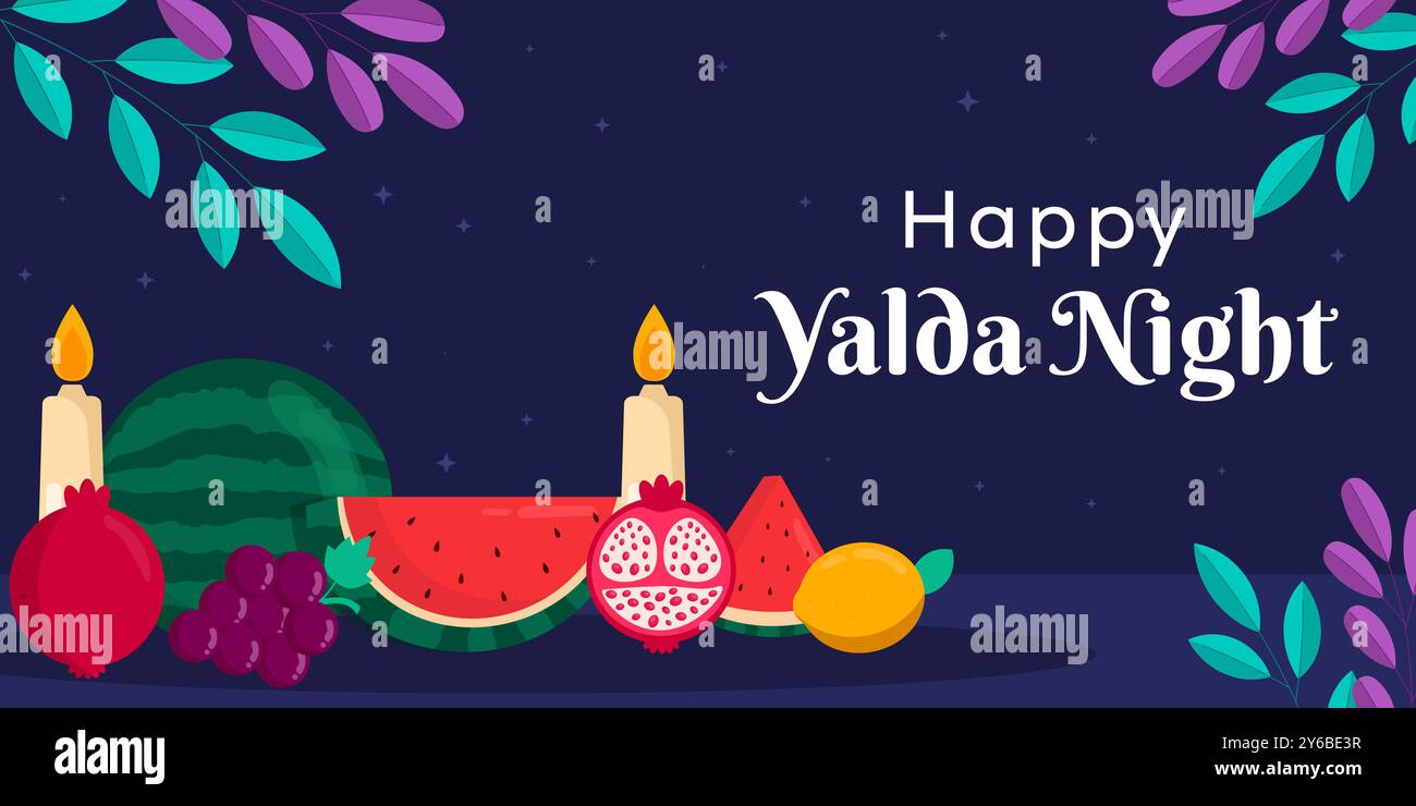 flat design happy yalda night horizontal banner illustration Stock ...
