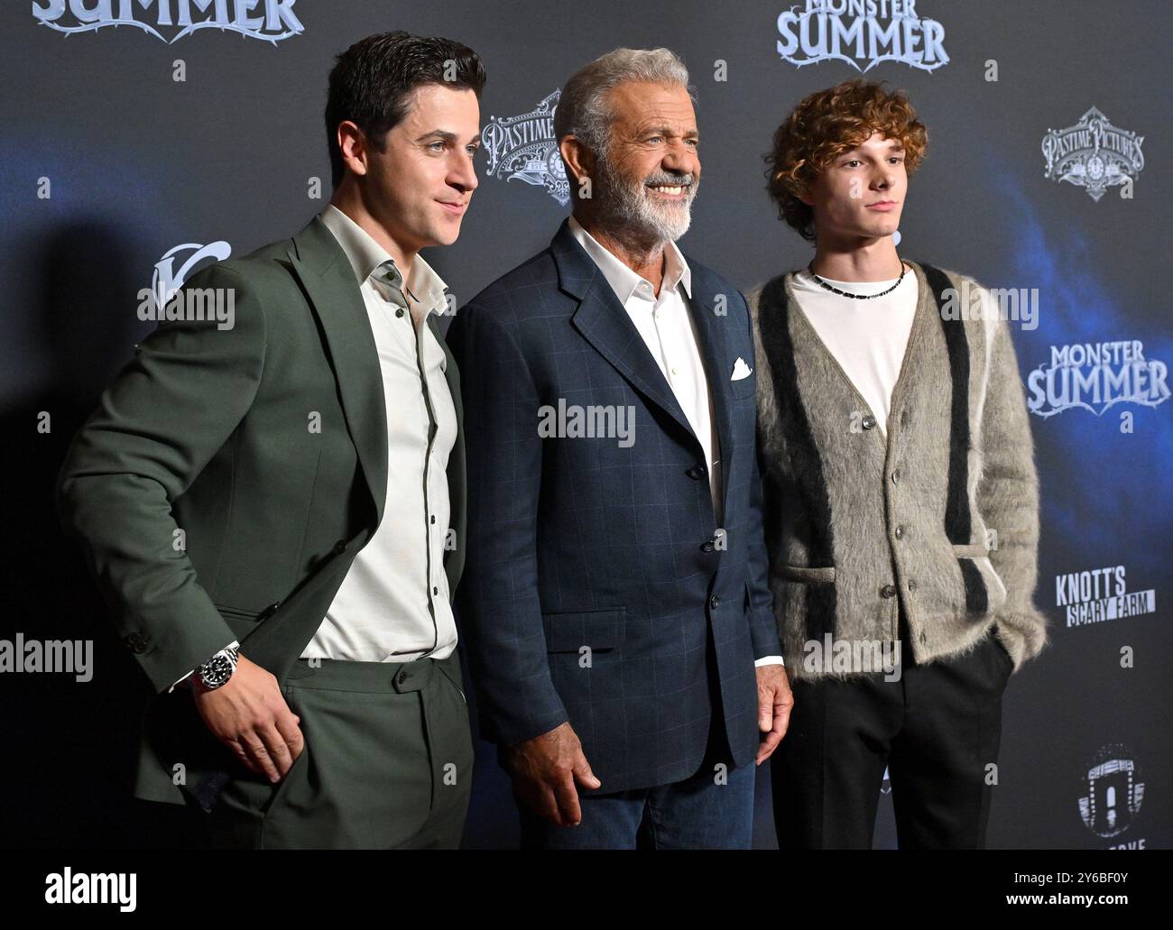 David Henrie, Mel Gibson and Mason Thames arriving to the ‘Monster ...