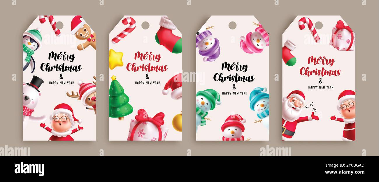 Christmas gift tags vector set design. Merry christmas greeting text ...