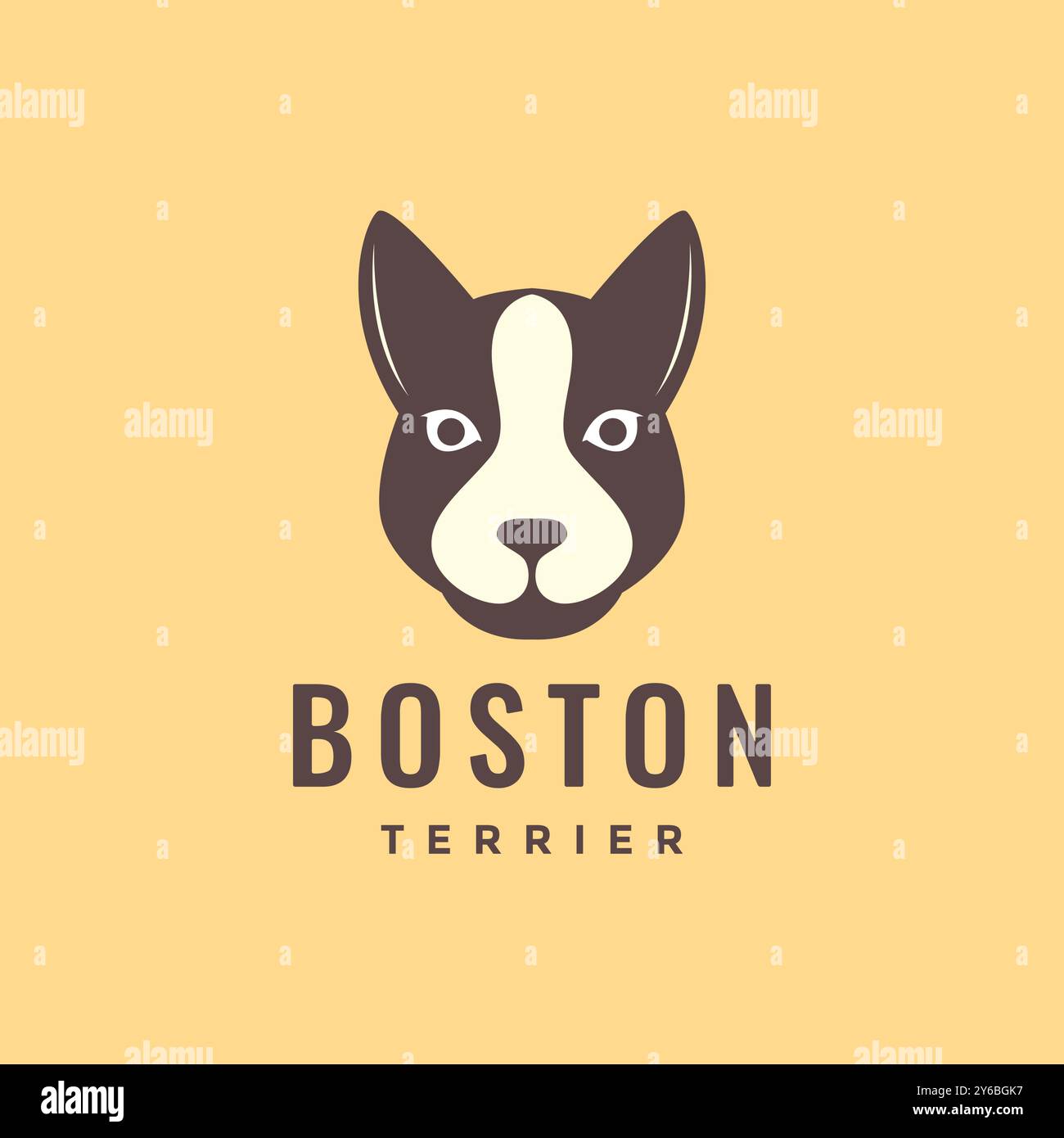 animal pets dog puppy boston terrier head mascot cartoon cute logo ...