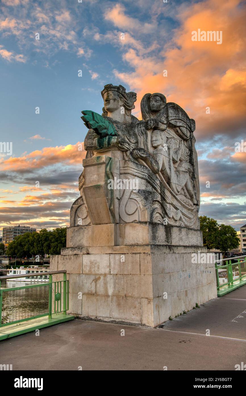 Sculpture on the Pont Boieldieu, Rouen, Normandy, France Stock Photo ...
