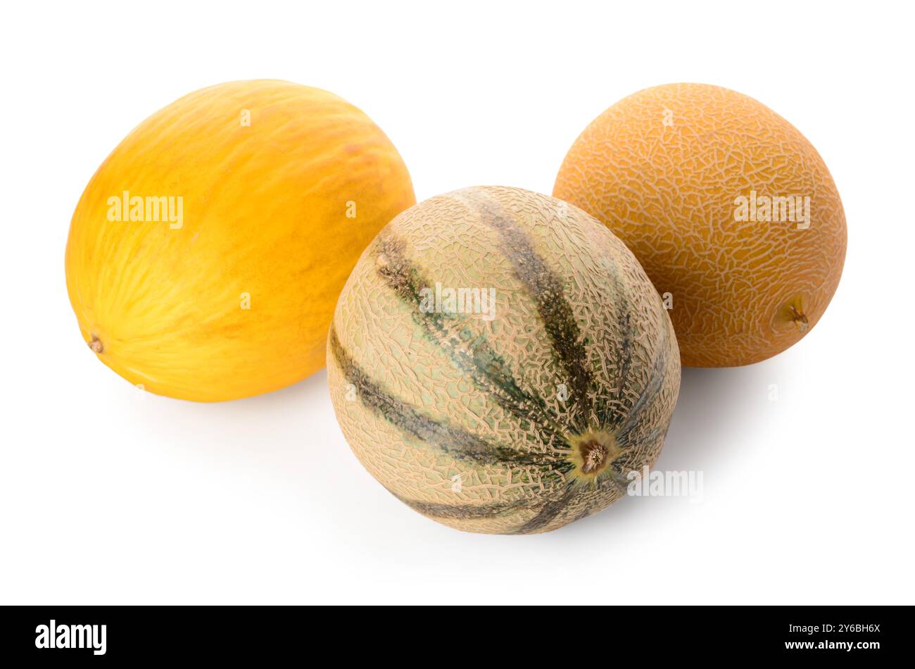 Different sweet melons on white background Stock Photo - Alamy