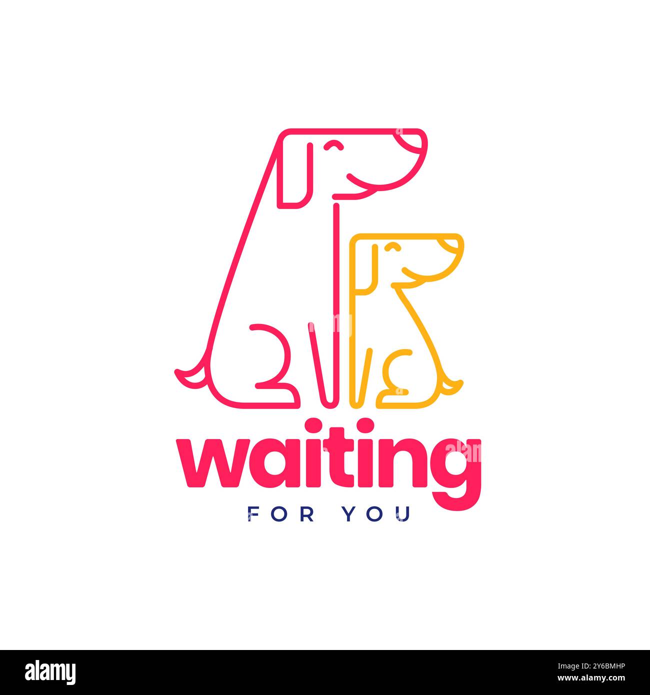dog pets waiting owner lines minimal modern simple mascot logo vector ...