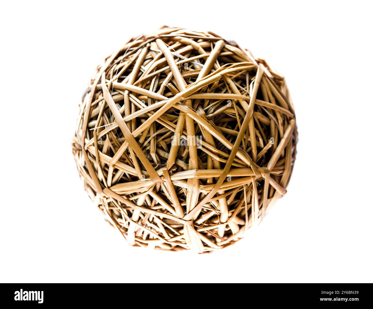 Woven wicker ball isolated on white background Stock Photo - Alamy