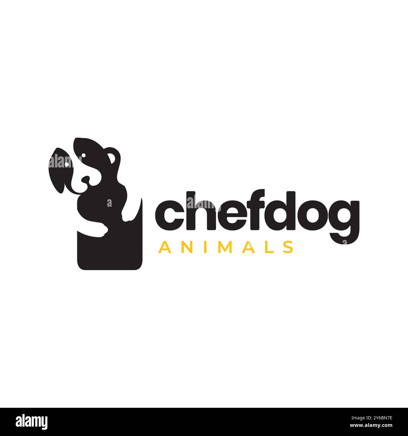 dog pets chef cooking food cutting board kitchen minimal modern mascot ...