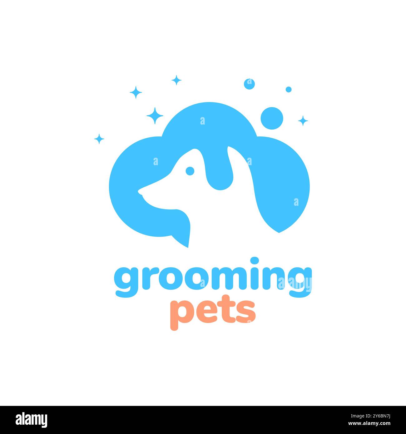 dog pets grooming clean wash treatment colorful modern mascot logo ...