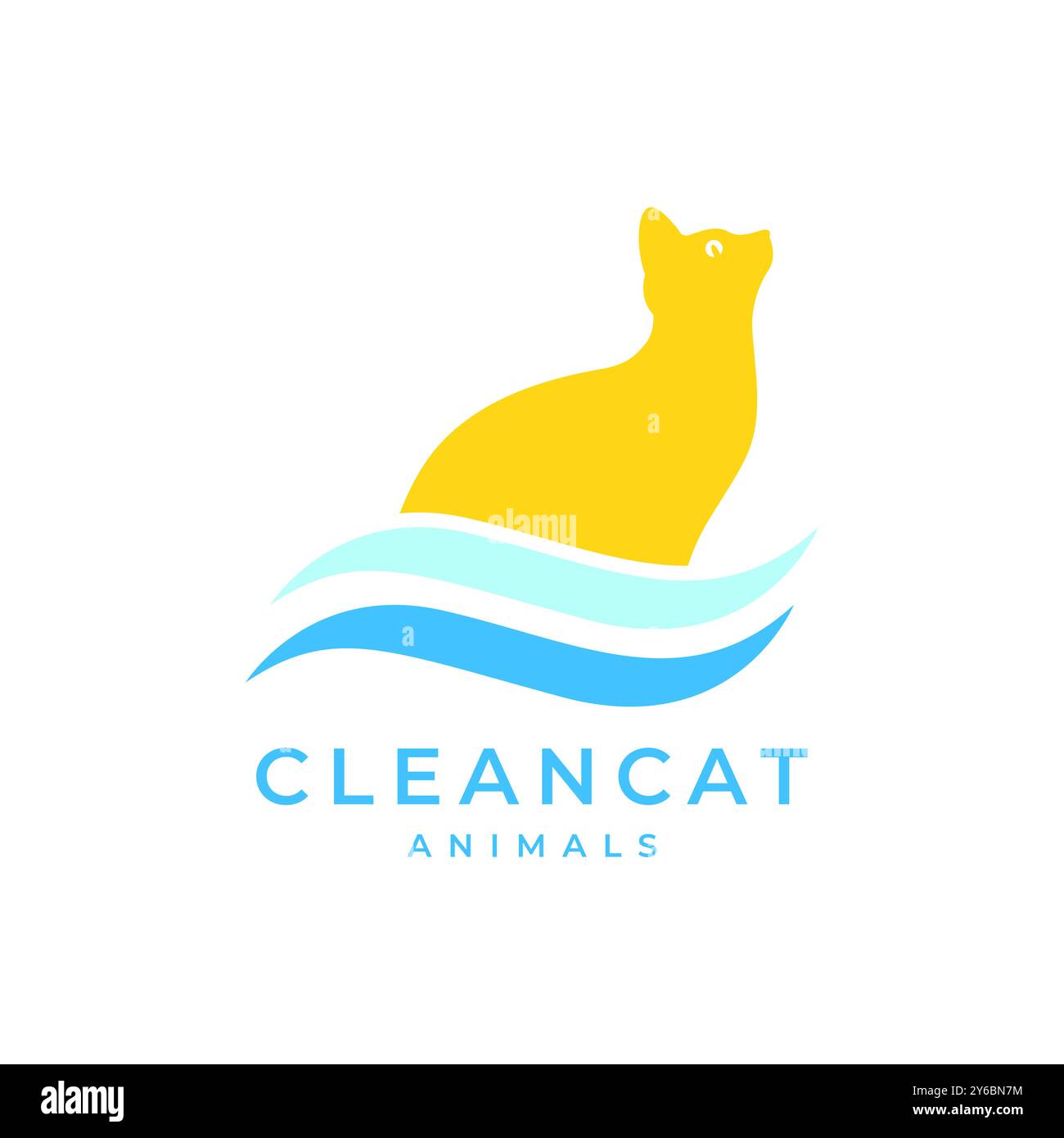 cat pets water treatment grooming wash clean modern colorful mascot ...