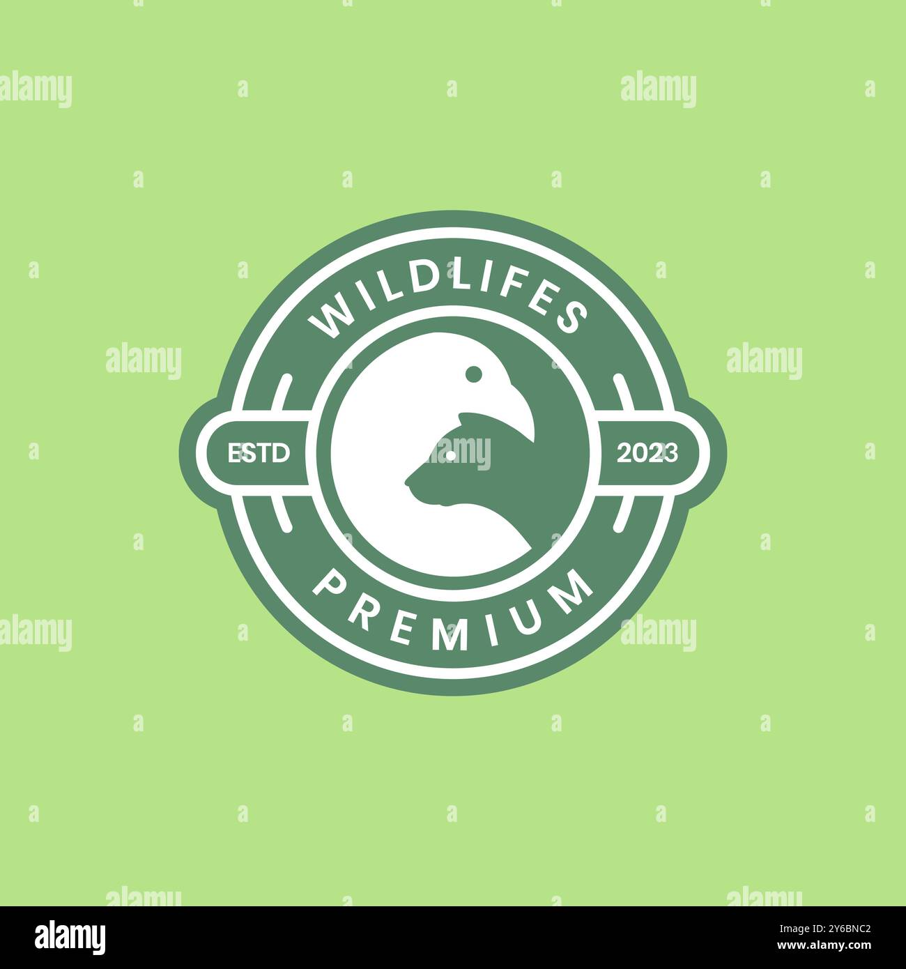 wild bird with cat minimal mascot circle badge logo icon vector ...