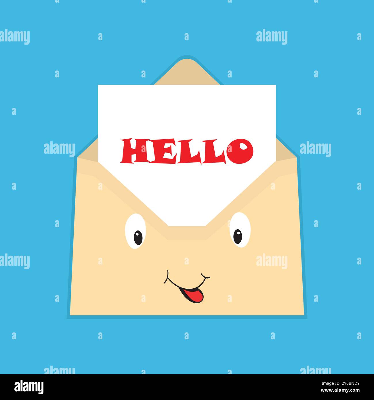 Cute open envelope with the message hello Stock Vector Image & Art - Alamy