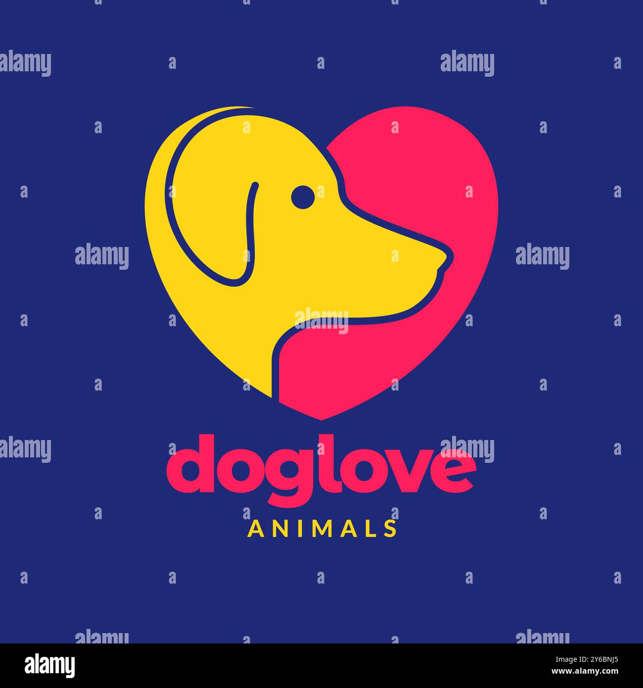 dog lover pets heart colorful modern simple modern mascot logo vector ...