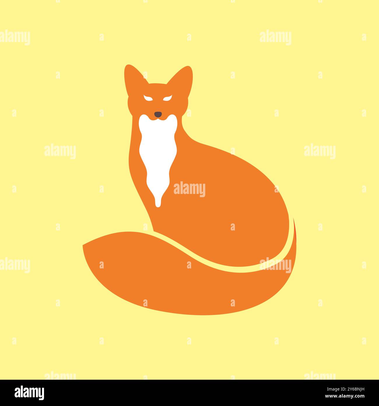 long tails fox orange mascot modern simple logo icon vector ...
