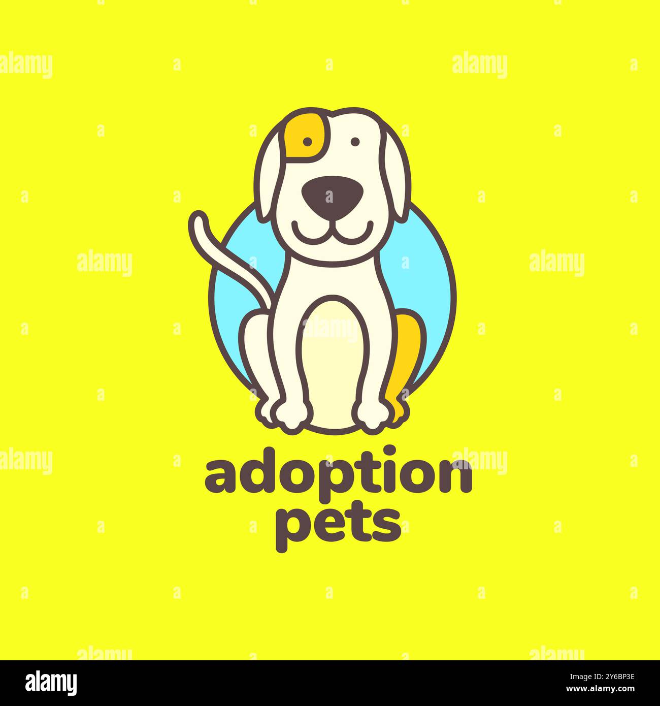 dog pets sit waiting owner colorful modern mascot cartoon cute logo ...