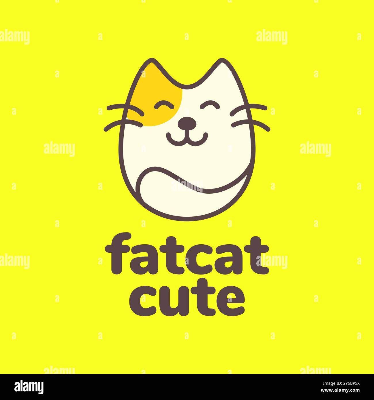cat pets fat cute mascot cartoon colorful simple logo vector icon ...