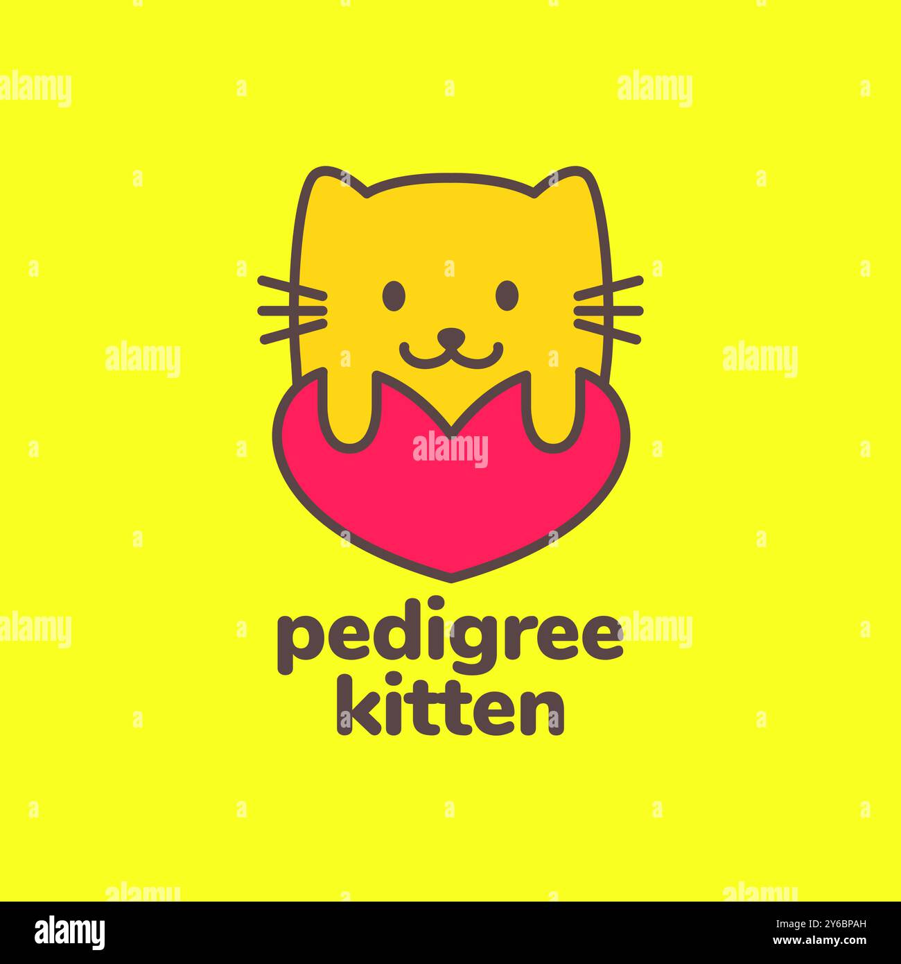 kitten pets care lover heart colorful modern mascot cartoon cute logo ...