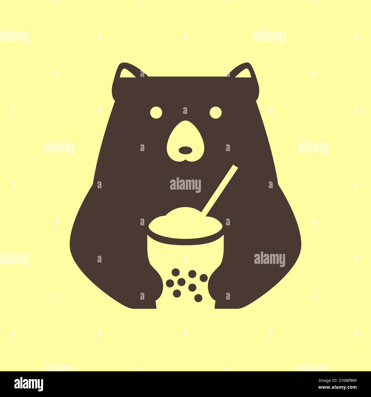 bear cute drink bubble tea fresh mascot modern minimal cartoon logo ...