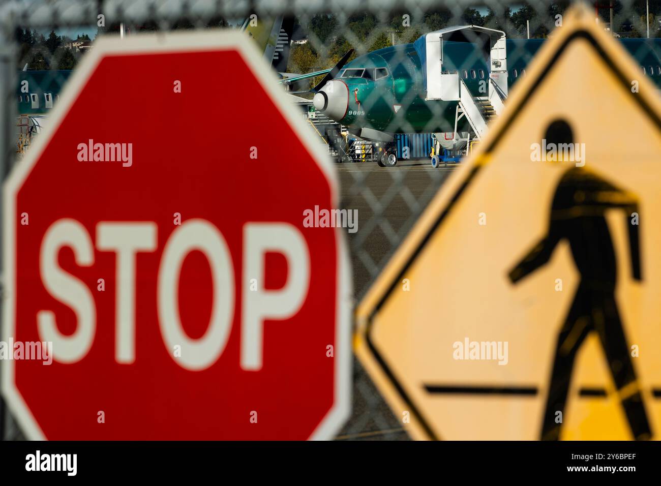 An unpainted Boeing 737 Max aircraft is seen Tuesday, Sept. 24, 2024 ...