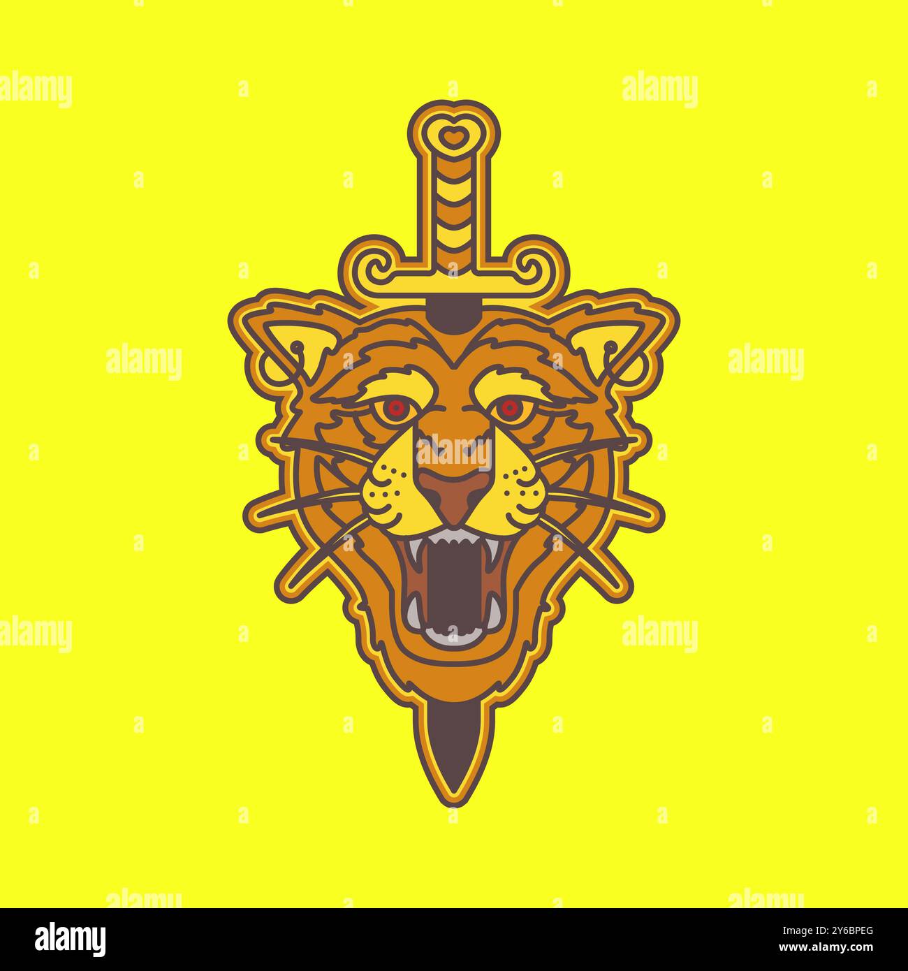 tiger beast wildlife head sword mascot modern colorful art logo vector ...
