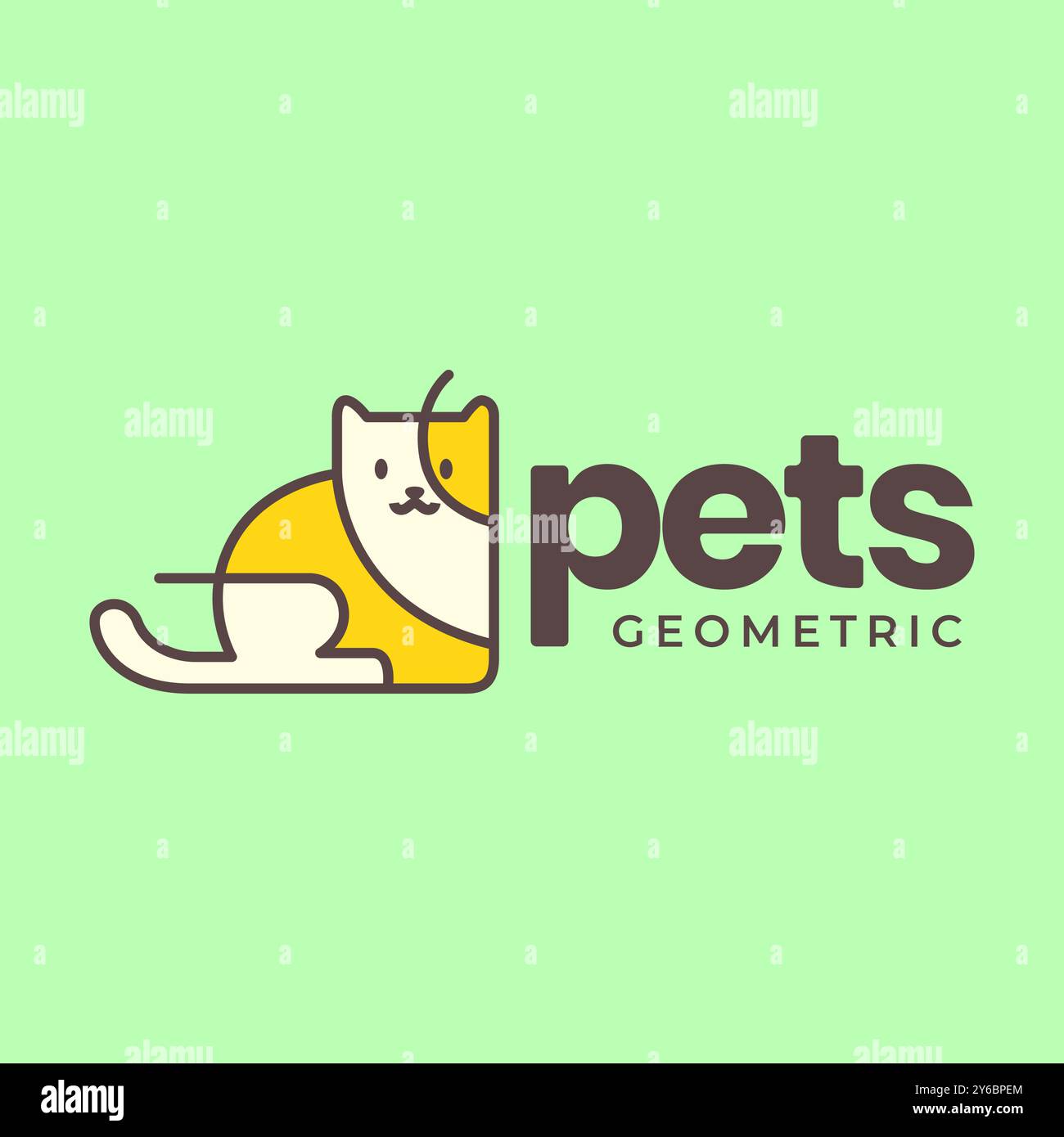 cat pets geometric modern circle mascot minimal colorful logo vector ...