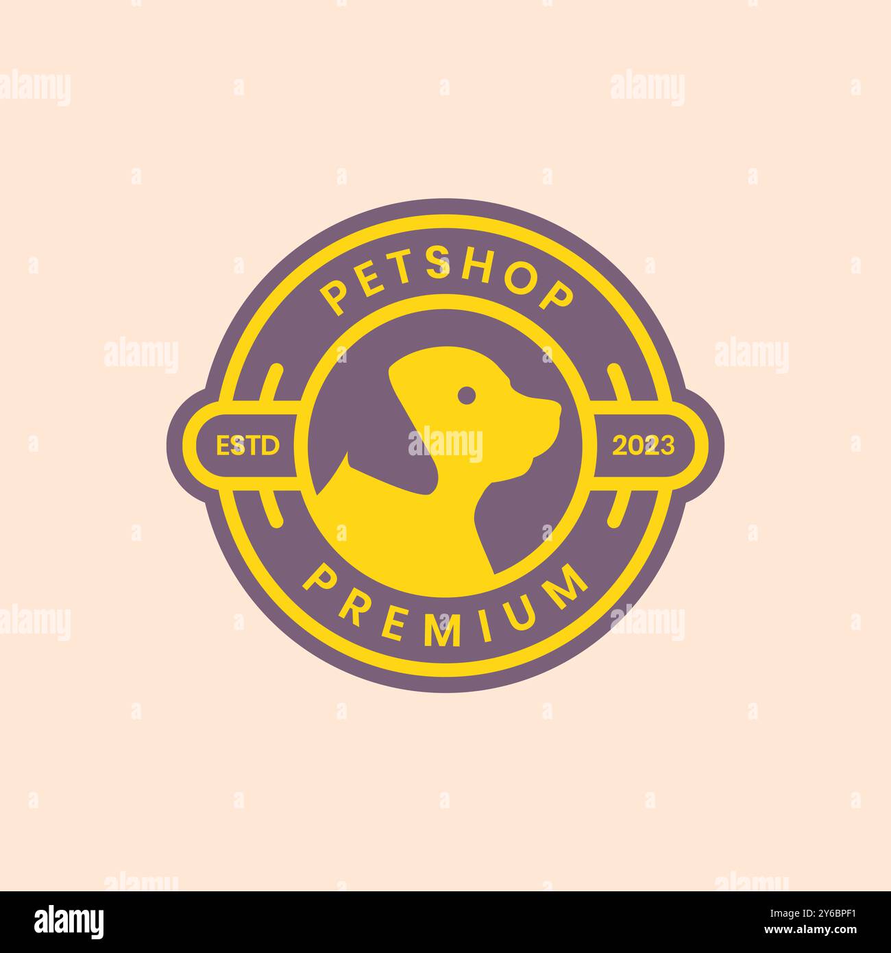 dog puppy pets head circle badge pet shop mascot vintage simple logo ...