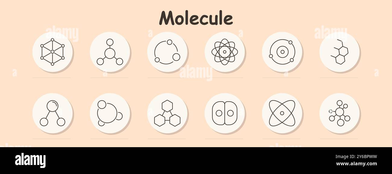 Molecule set icon. Molecular structure, atom, chemical bond, molecular ...
