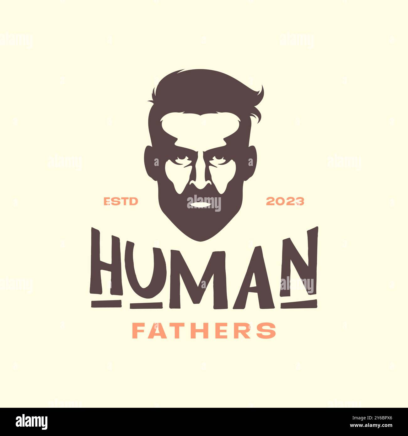 man bearded father great human head mascot vintage simple logo vector ...
