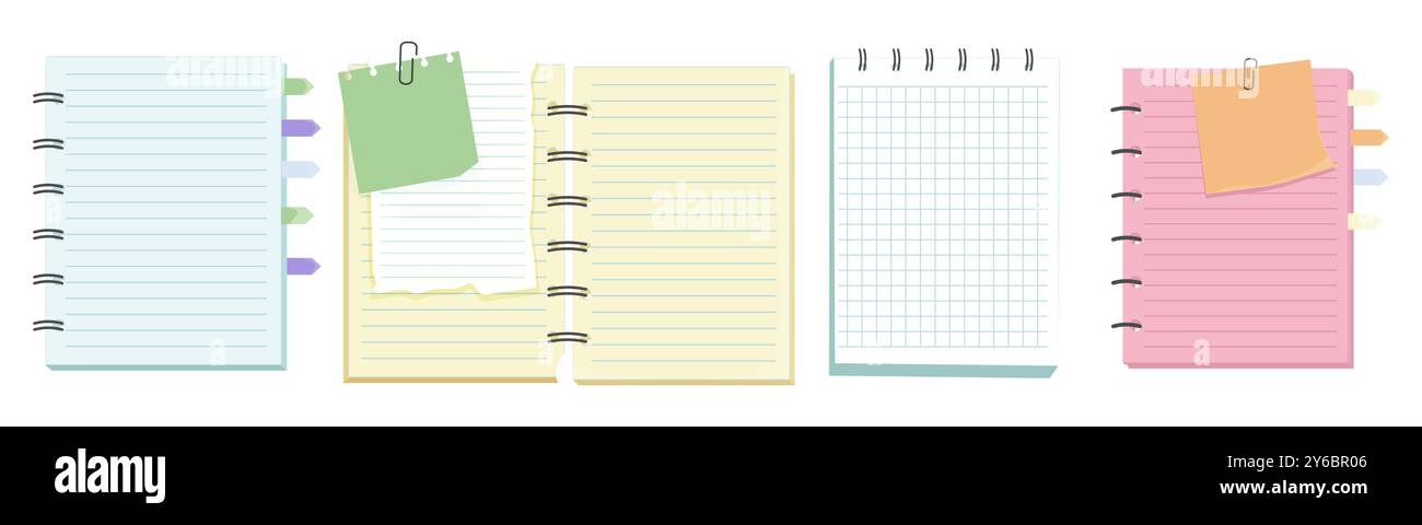 Memo notes, paper for note with clip, postit. Planner notebook page ...
