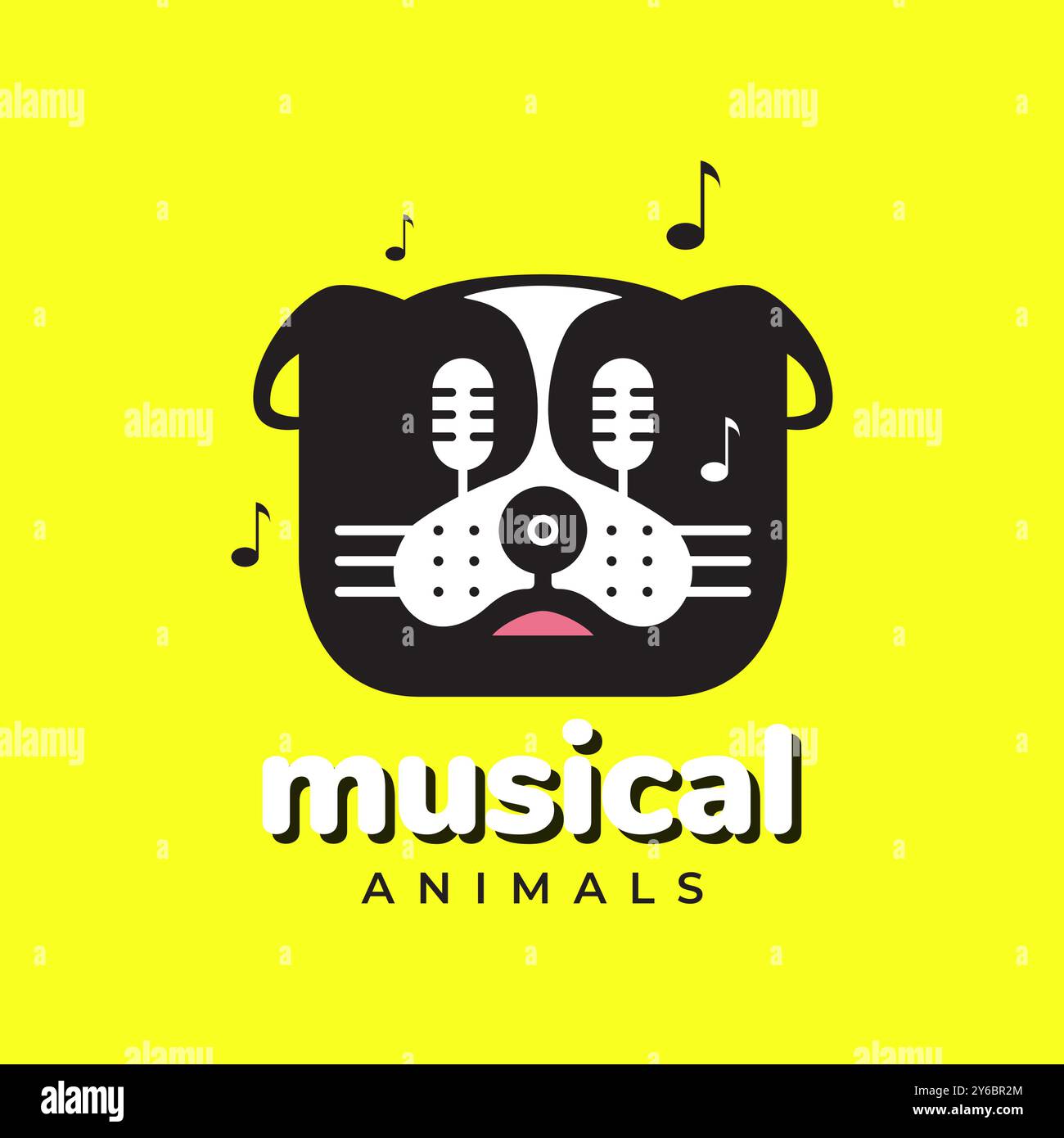 dog pets music song microphone modern mascot cartoon logo vector icon ...